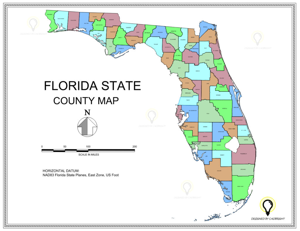 Florida County Map - CADBright