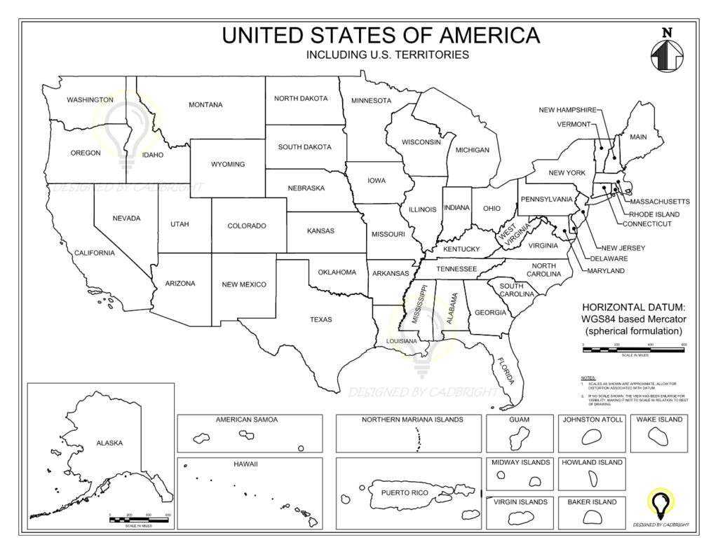 US State Map AutoCAD file download - CADBright