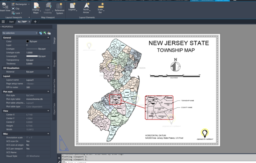 New Jersey County and Township Map in AutoCAD Format - CADBright