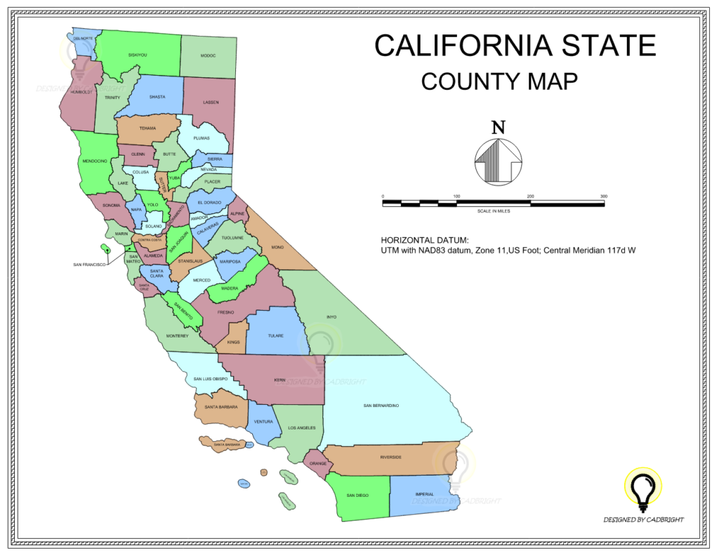 California County Color Map in AutoCAD Format - CADBright