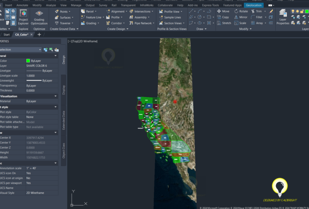 California County Color Map in AutoCAD Format - CADBright