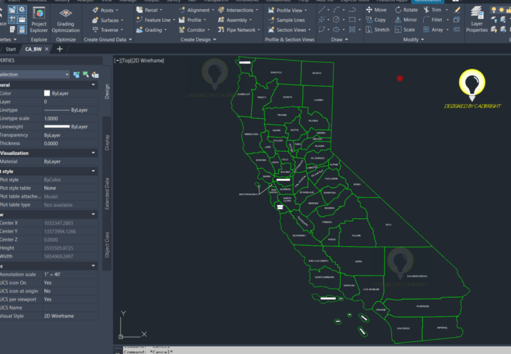 California County Map in AutoCAD Format - CADBright
