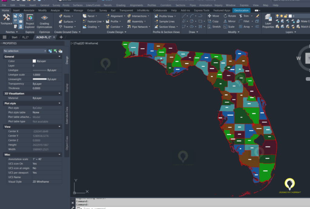 Florida County Color Map in AutoCAD Format - CADBright