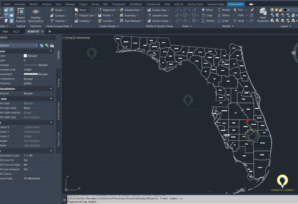 Florida County Map in AutoCAD Format - CADBright