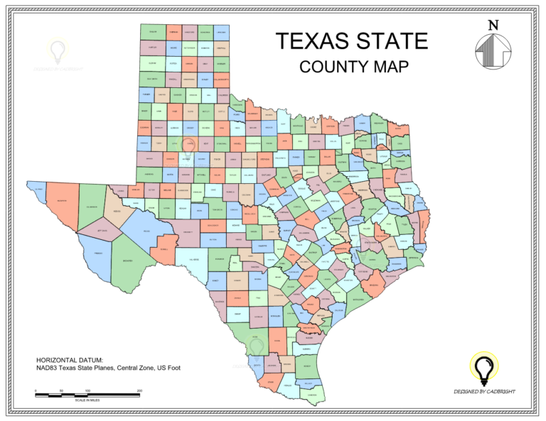 Texas County Color Map in AutoCAD Format - CADBright