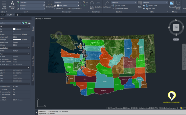 Washington State Color Map in AutoCAD Format - CADBright