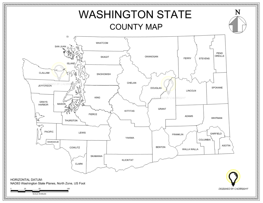 Washington County State Map in AutoCAD Format - CADBright
