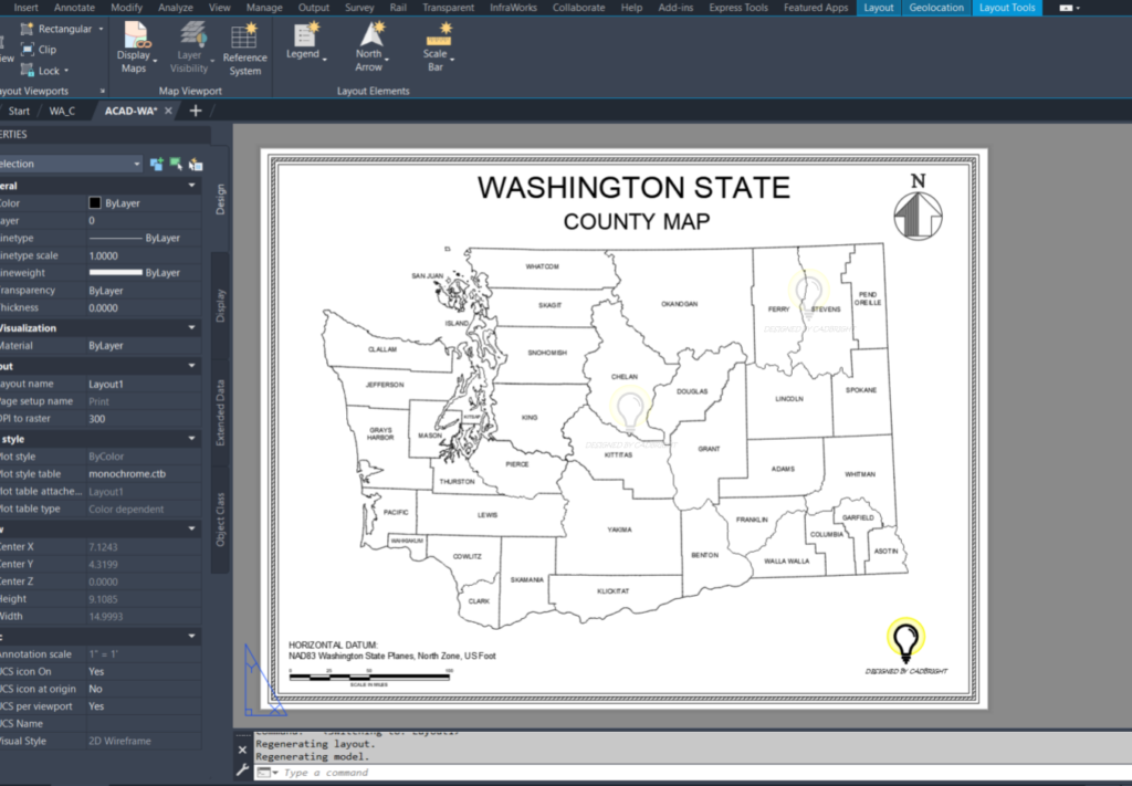 Washington County State Map in AutoCAD Format - CADBright