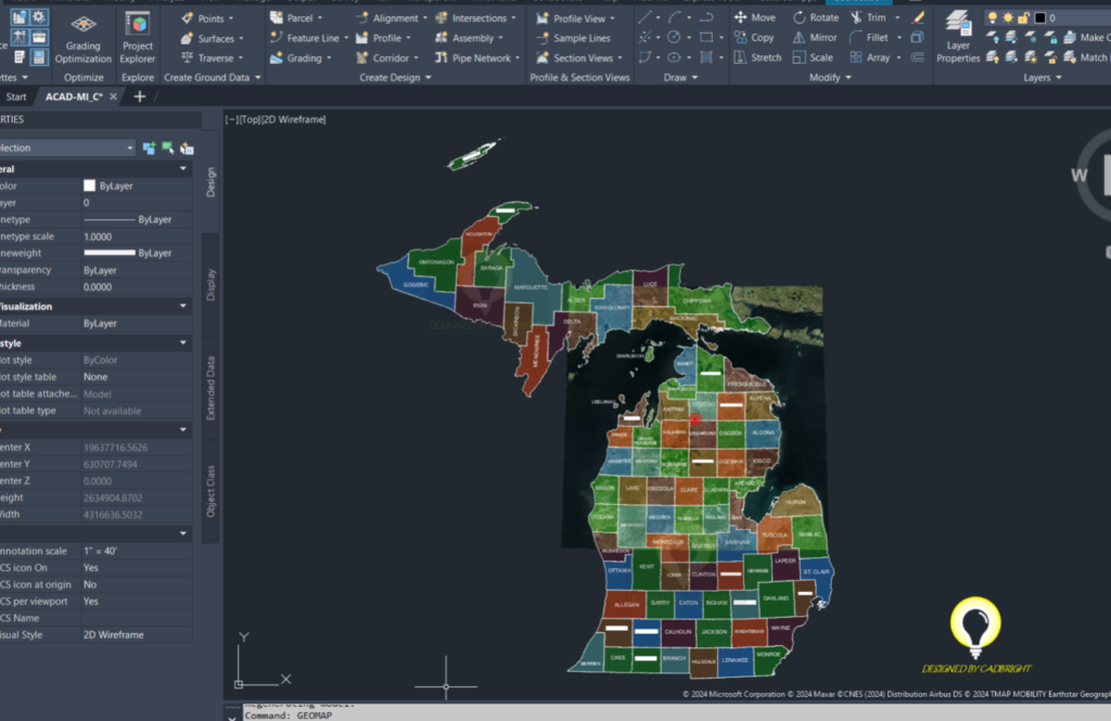 Michigan County Color Map in AutoCAD Format - CADBright
