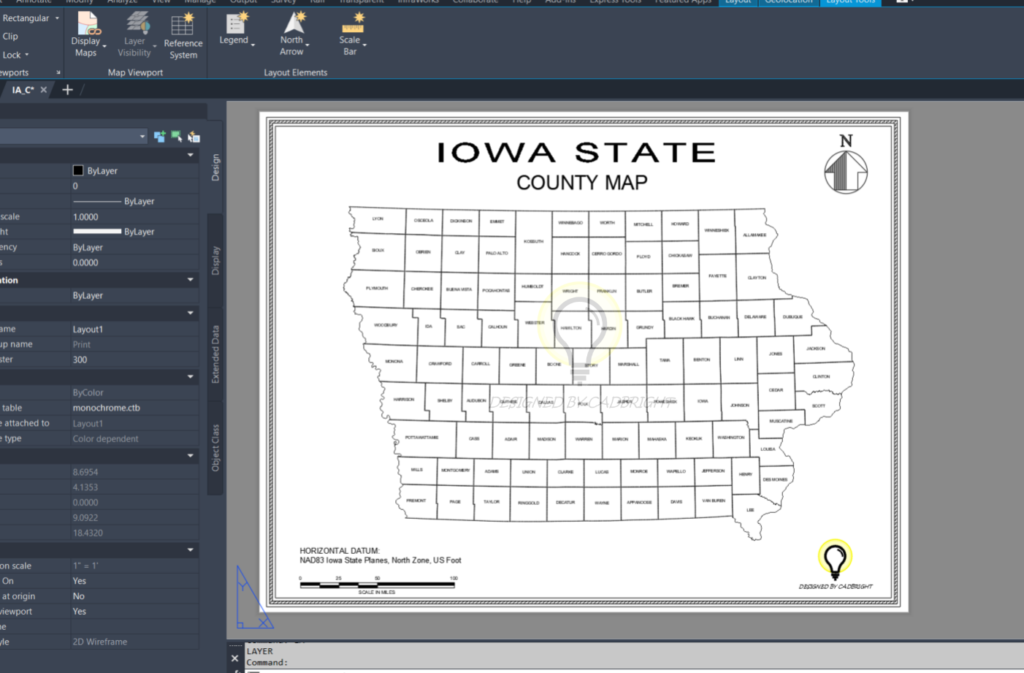 Iowa County Map in AutoCAD Format - CADBright
