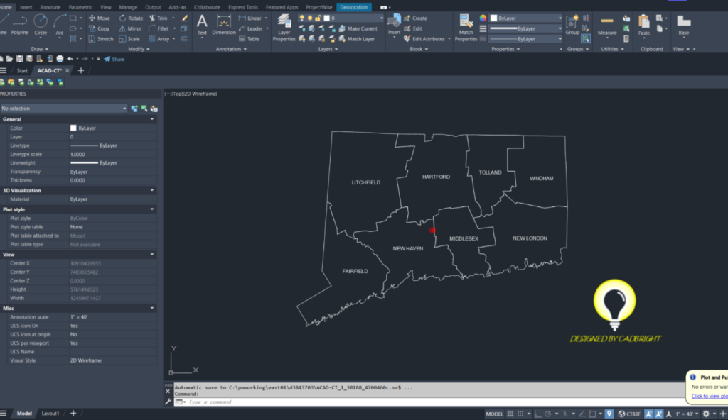 Connecticut County Map in AutoCAD Format - CADBright