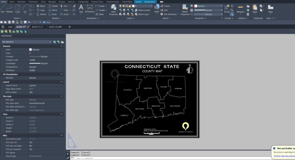 Connecticut County Map in AutoCAD Format - CADBright