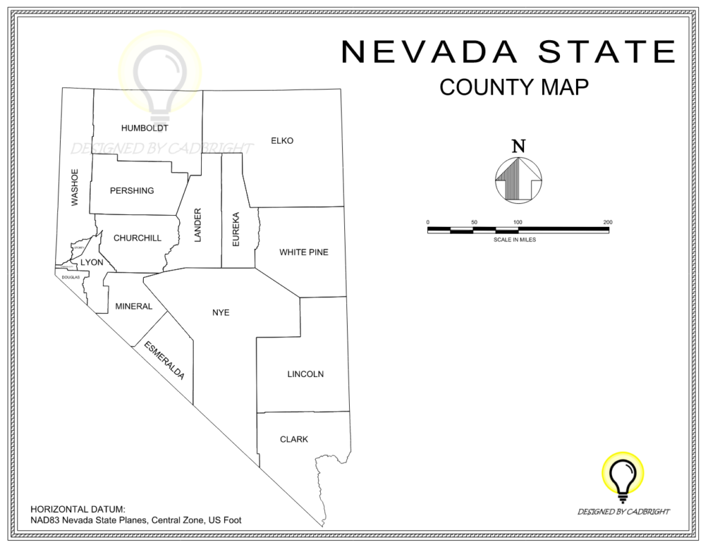 Nevada County Map in AutoCAD Format - CADBright