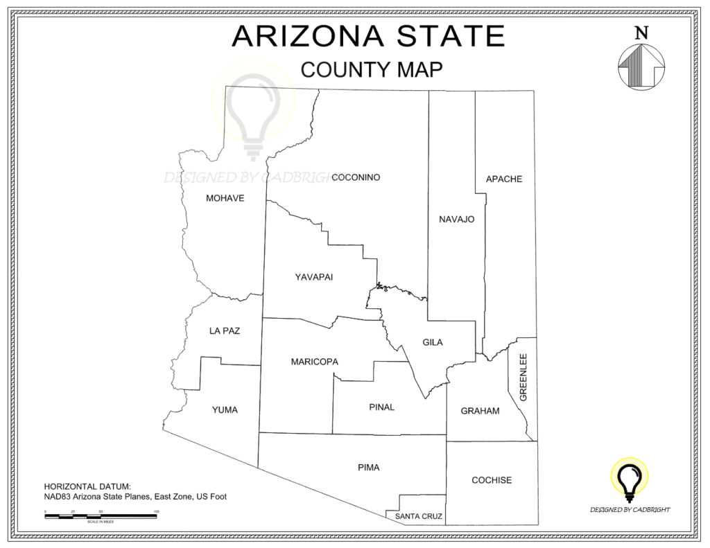 Arizona County Map in AutoCAD Format - CADBright