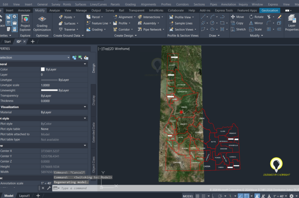 Idaho County Map in AutoCAD Format - CADBright
