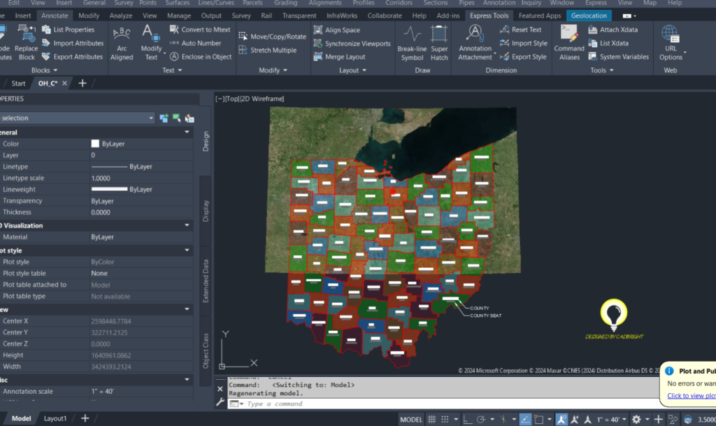 Ohio County Color Map in AutoCAD Format - CADBright