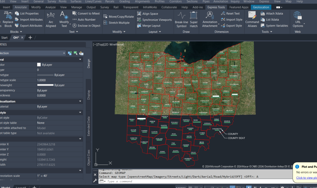 Ohio County Map in AutoCAD Format - CADBright