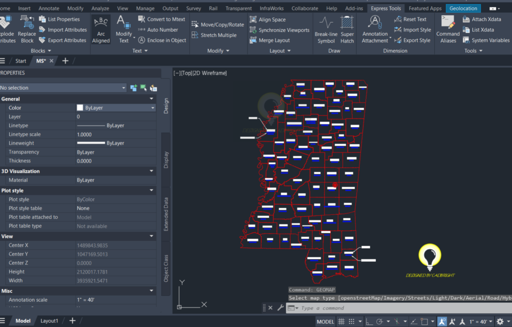 Mississippi County Map in AutoCAD Format - CADBright