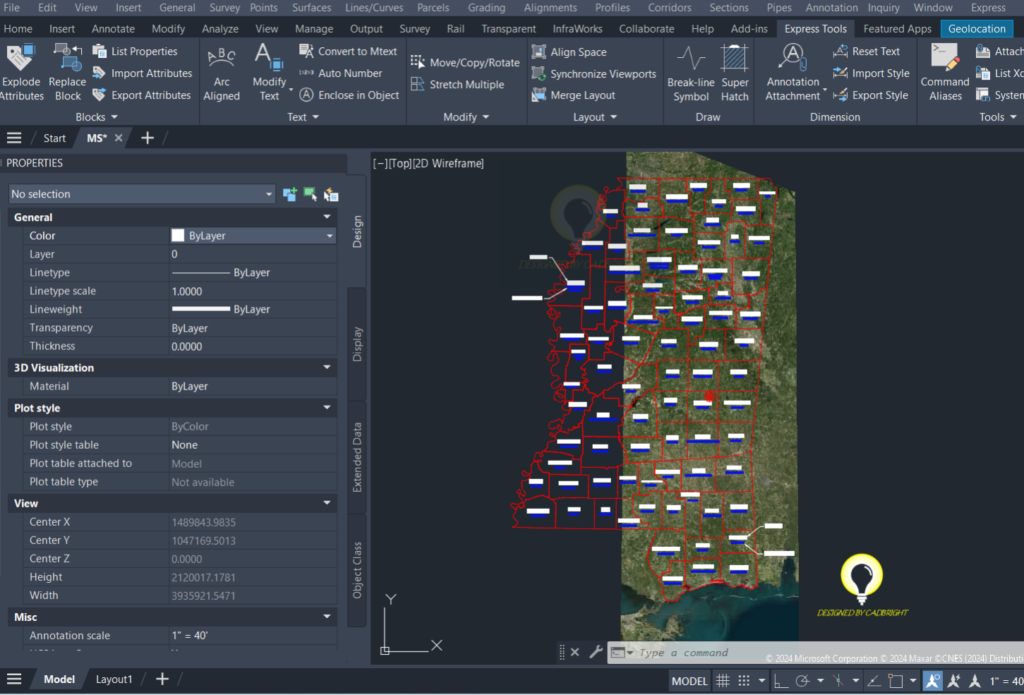 Mississippi County Map in AutoCAD Format - CADBright