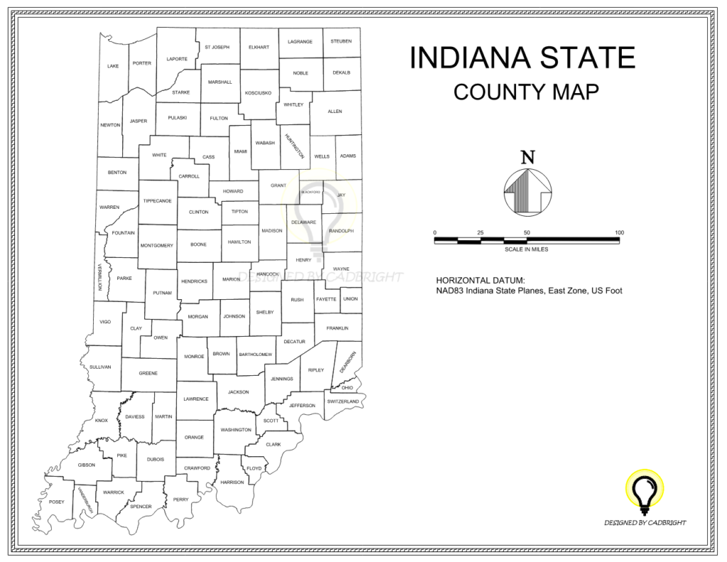 Indiana County Map in AutoCAD Format - CADBright