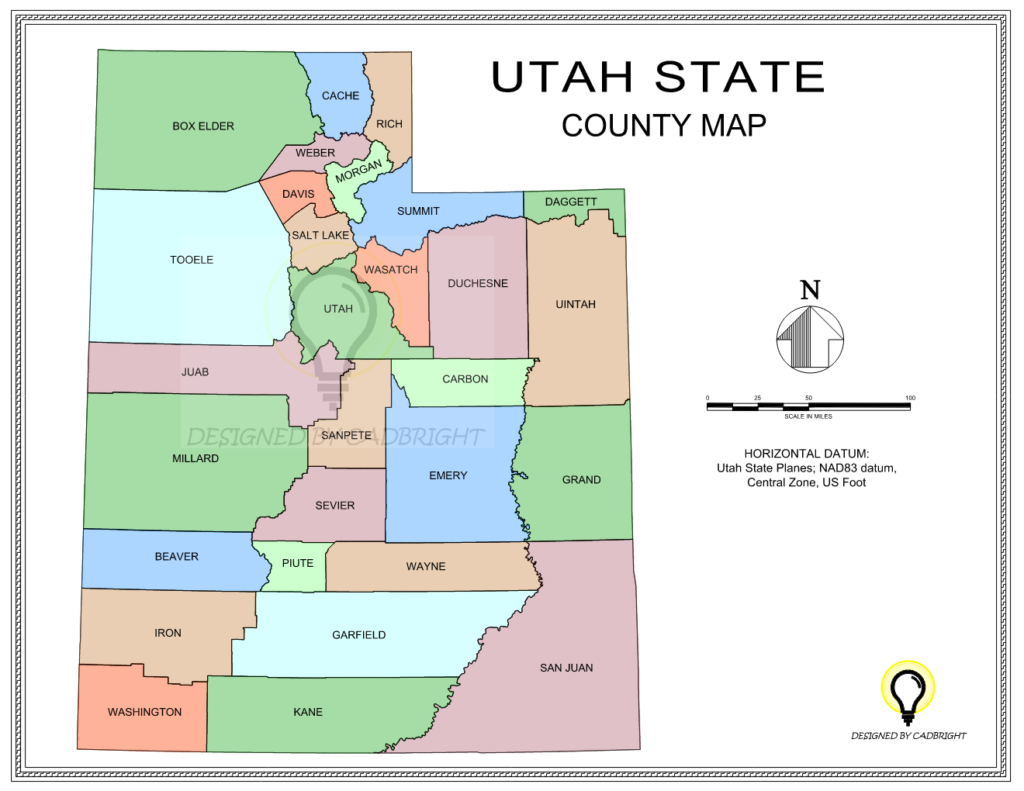 Utah County Color Map in AutoCAD Format - CADBright