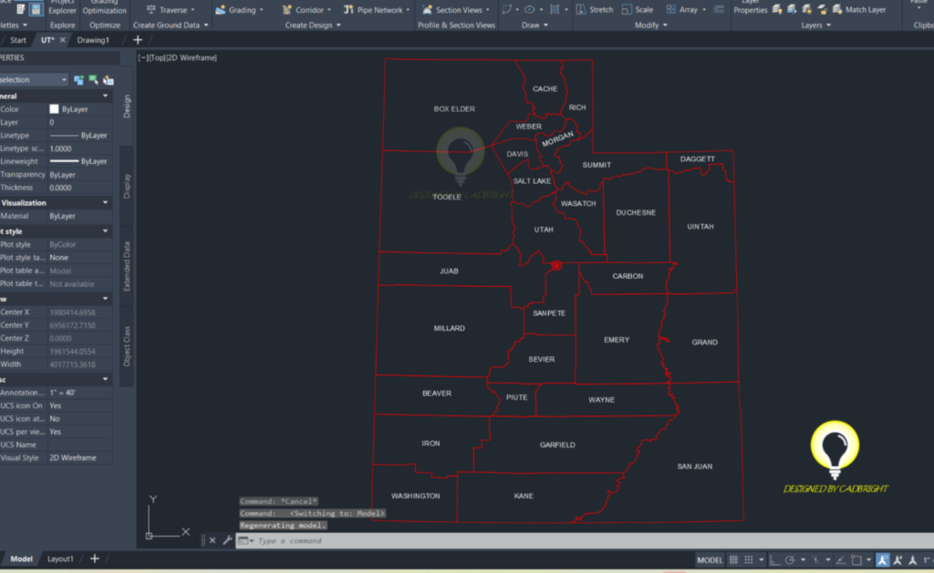 Utah County Map in AutoCAD Format - CADBright