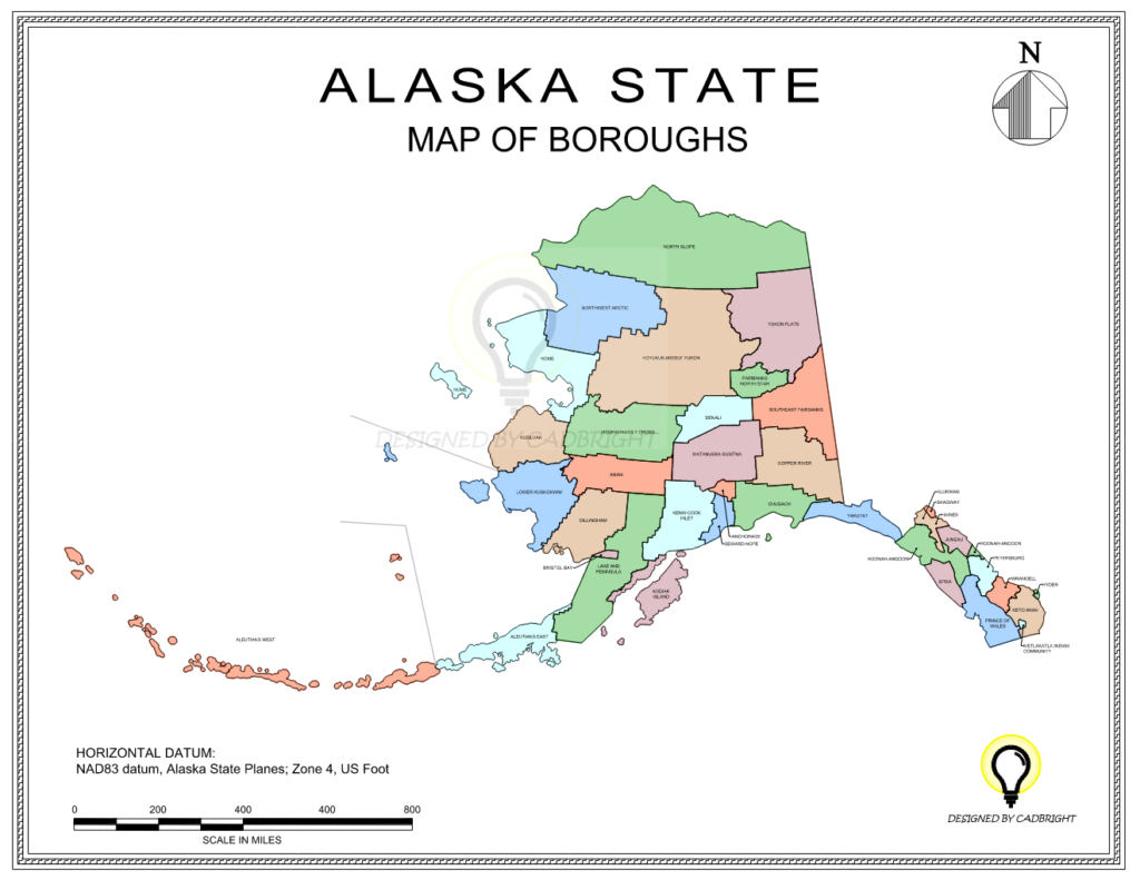 Alaska Borough Color Map in AutoCAD Format - CADBright