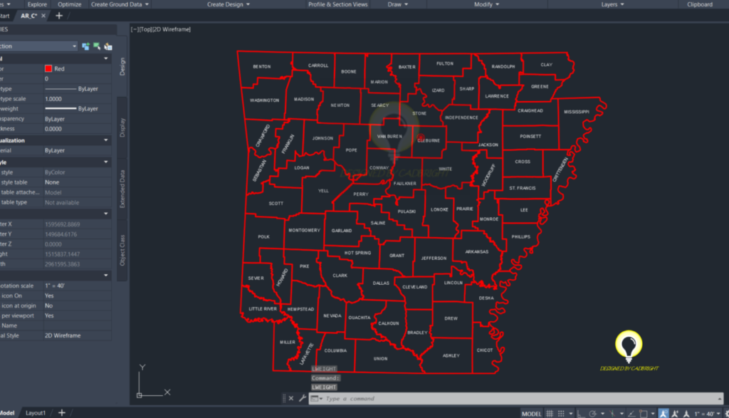Arkansas County Map in AutoCAD Format - CADBright