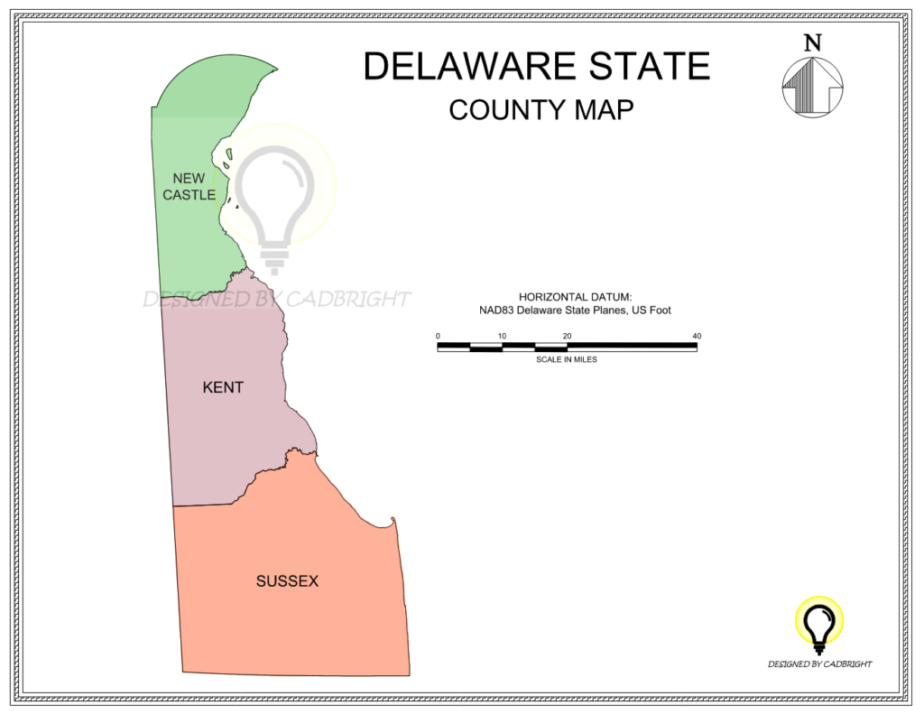 Delaware County Color Map in AutoCAD Format - CADBright
