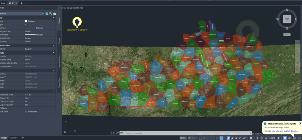 Kentucky County Color Map in AutoCAD Format - CADBright