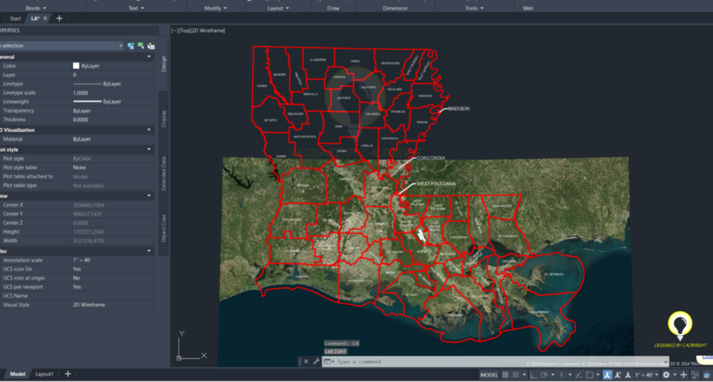 Louisiana County Map in AutoCAD Format - CADBright