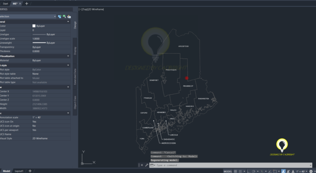 Maine County Map in AutoCAD Format - CADBright