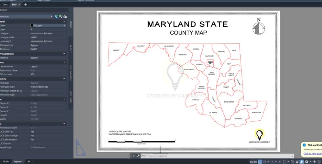 Maryland County Map in AutoCAD Format - CADBright