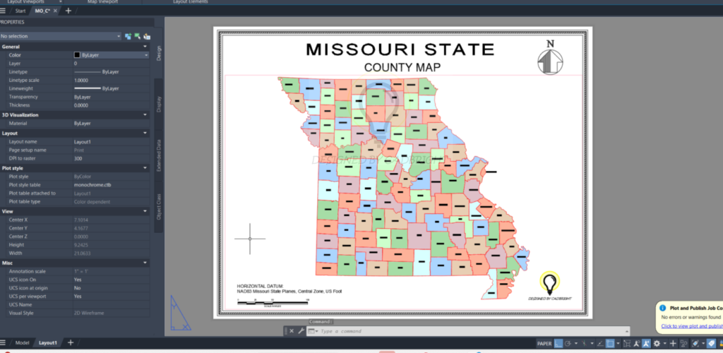 Missouri County Color Map in AutoCAD Format - CADBright