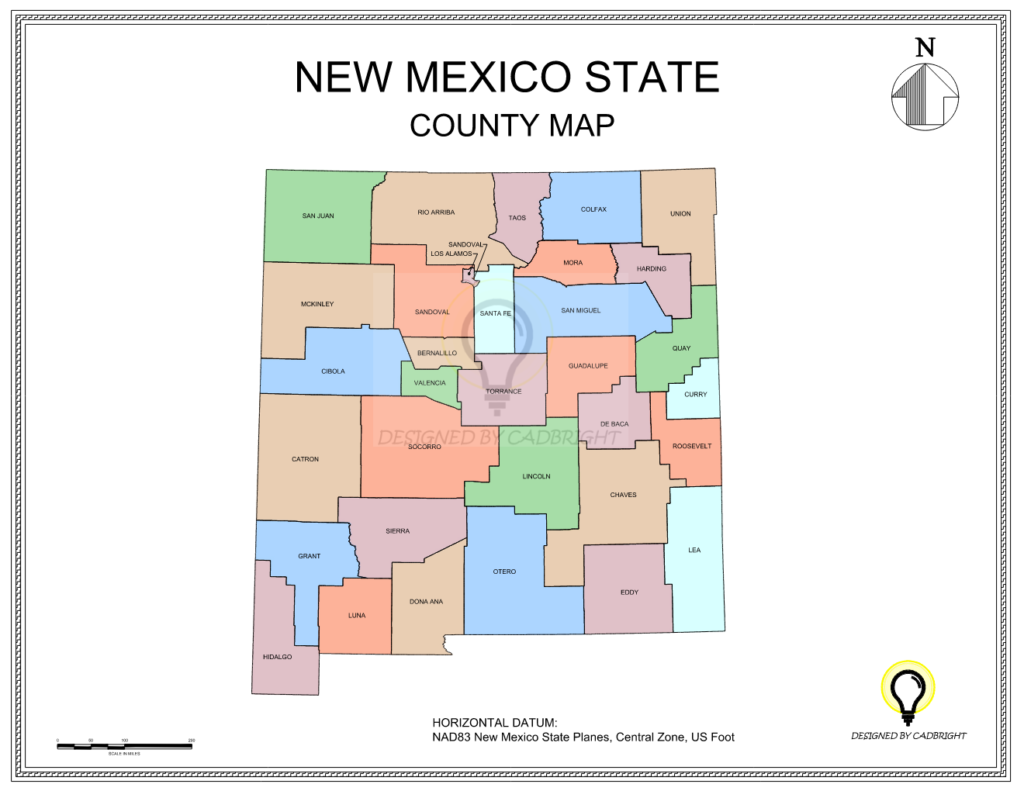 New Mexico County Color Map in AutoCAD Format - CADBright