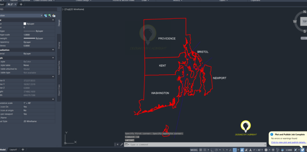 Rhode Island County Map in AutoCAD Format - CADBright