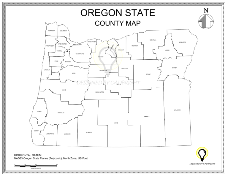 Oregon County Map in AutoCAD Format - CADBright