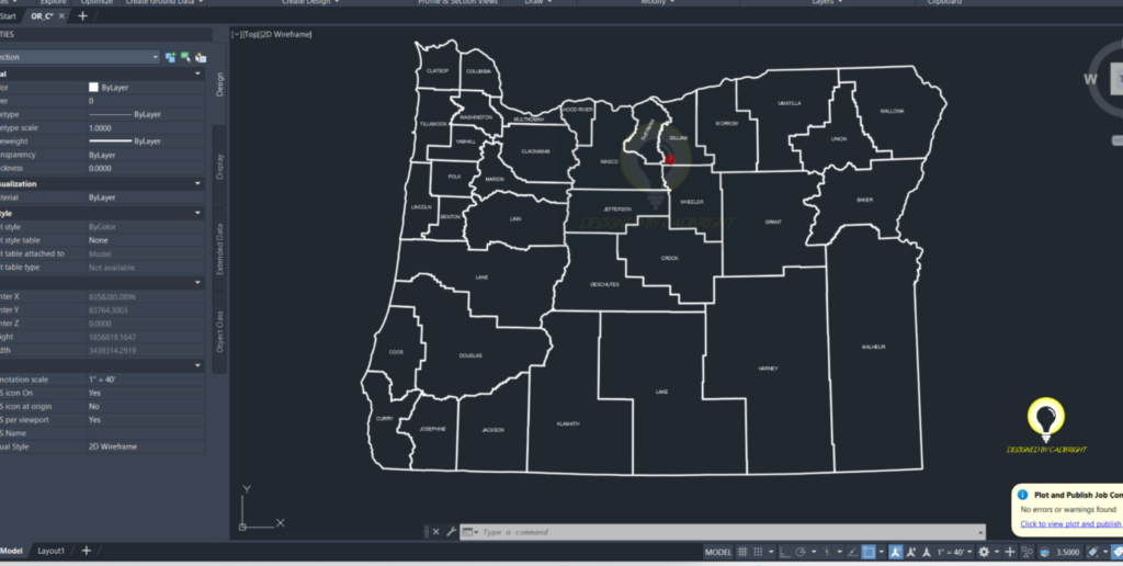 Oregon County Map in AutoCAD Format - CADBright