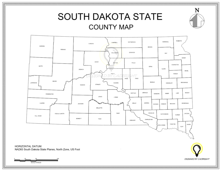 South Dakota County Map in AutoCAD Format - CADBright