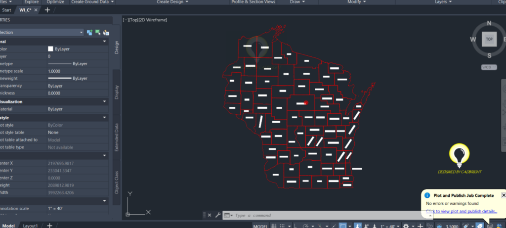Wisconsin County Map in AutoCAD Format - CADBright